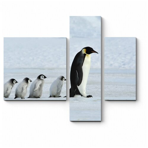Модульная картина Семейство пингвинов на прогулке 110x91