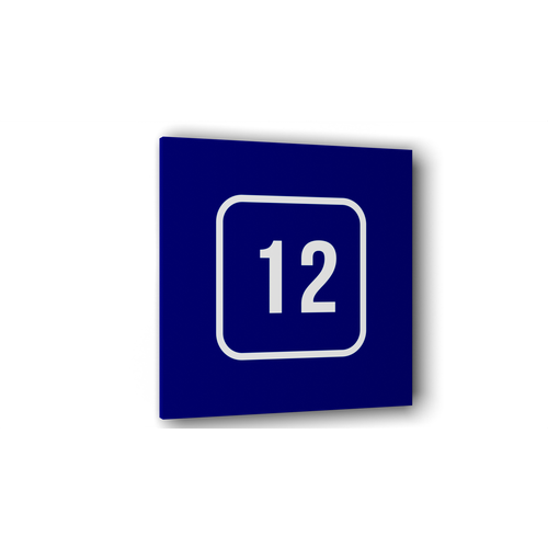 Табличка "12", Матовая линейка, цвет Синий, 10 см х 10 см