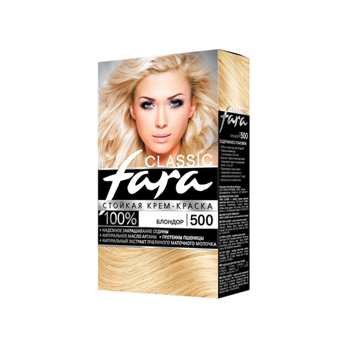Fara Classic Стойкая крем-краска для волос, 2шт, 500 Блондор, 50 мл