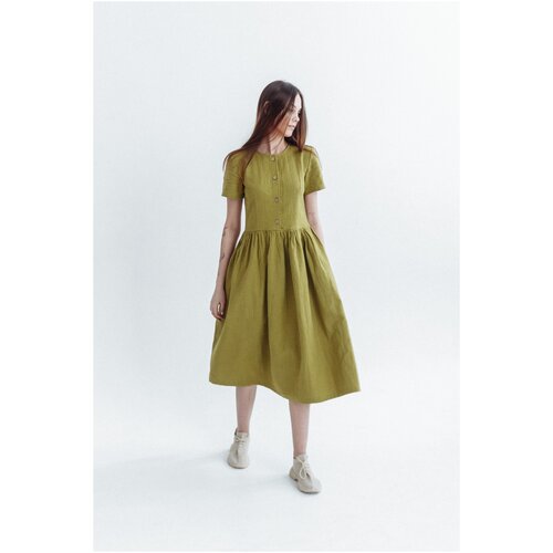 Платье Kinfolk Clothes, размер 48-50, хаки, зеленый