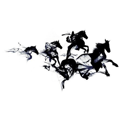 Интерьерный постер на стену картина для интерьера в подарок плакат "Black Horses" размера 40х50 см 400*500 мм репродукция без рамы в тубусе