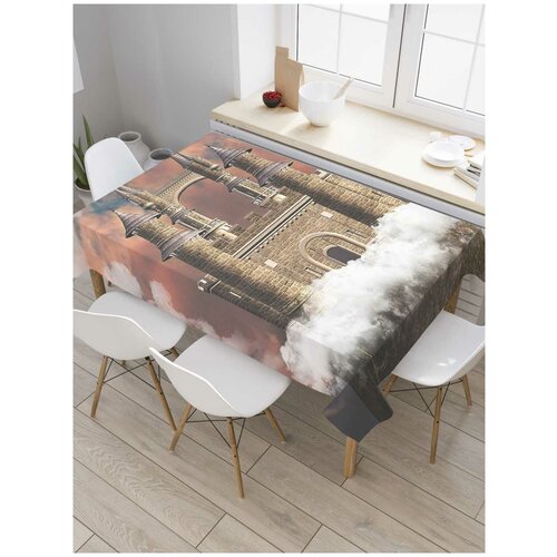 Скатерть прямоугольная JoyArty на кухонный стол "Облачный замок" из оксфорда, 180x145 см
