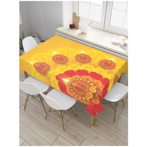 Скатерть прямоугольная JoyArty на кухонный стол "Индийский праздник" из оксфорда, 180x145 см