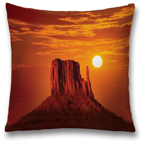 Наволочка декоративная на молнии, чехол на подушку JoyArty "Солнце в пустыне" 45х45 см