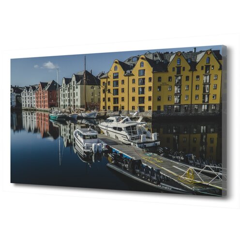 Картина на холсте "Порт в Норвегии" PRC-862 (45x30см). Натуральный холст
