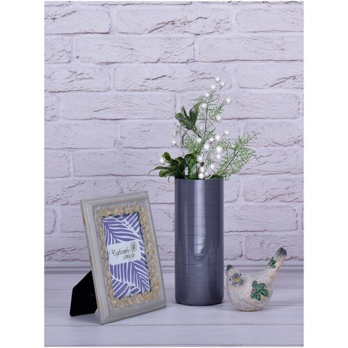 Интерьерная стеклянная ваза для цветов и сухоцветов, утренний туман ваза, серый, цилиндр 25см