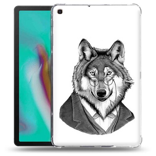 Чехол задняя-панель-накладка-бампер MyPads волк в пиджаке для Samsung Galaxy Tab A 10.1 SM-T510 (2019)/Samsung Galaxy Tab A 10.1 SM-T515 (2019) противоударный