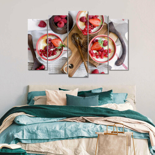 Модульная картина/Модульная картина на холсте/Модульная картина в подарок/сладкие ягодные десерты-sweet berry desserts 125х85