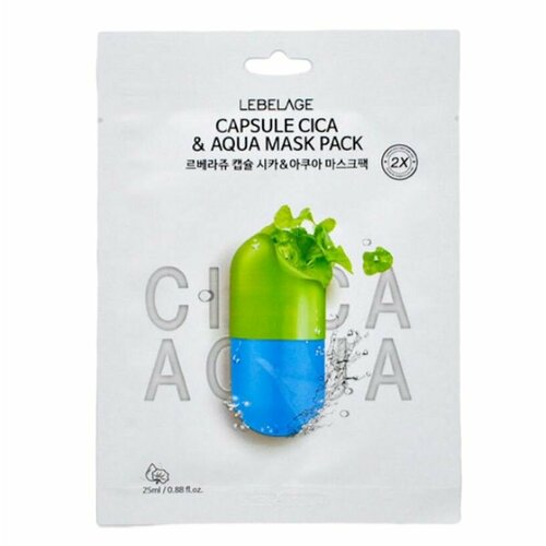 Lebelage Тканевая маска для лица c центеллой и аква-компонентами Capsule Cica & Aqua Mask Pack, 25 мл