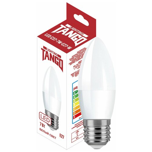 Лампочка светодиодная 7W E27 свеча 4000K 220V (TANGO LED C37-7W-E27-W) TANGO