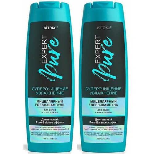Витэкс Шампунь Мицеллярный Expert Pure Fresh для волос, суперочищение и увлажнение, 400 мл, 2 шт