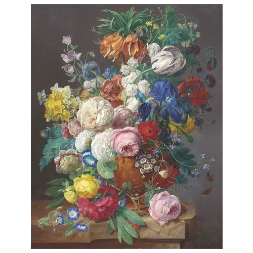 Репродукция на холсте Цветы в вазе (Flowers in a vase) №52 Франс Ян 40см. x 51см.