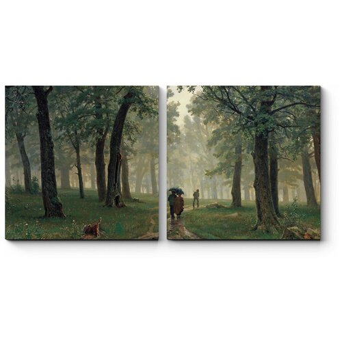 Модульная картина Дождь в дубовом лесу, Шишкин 140x70