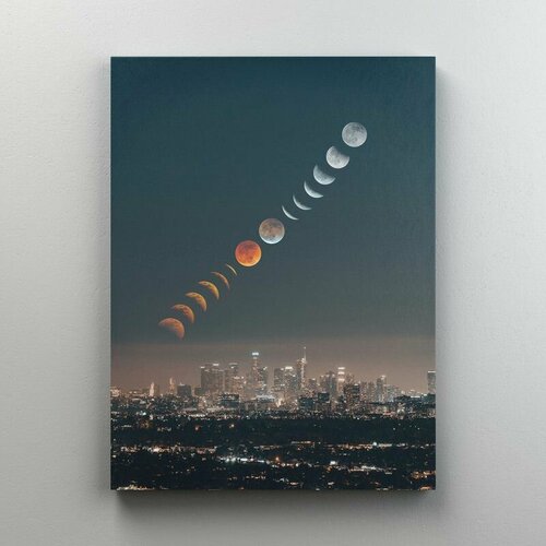 Интерьерная картина на холсте "Движение Луны над Лос Анжелесом" размер 22x30 см