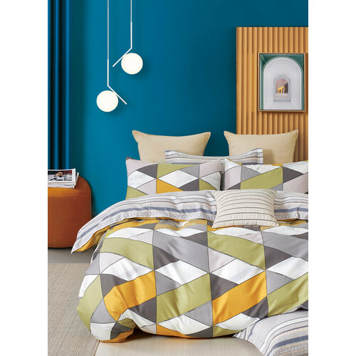 Комплект сатинового постельного белья PS-347 Elin (разноцветный), Семейный (наволочки 50х70 и 70х70)