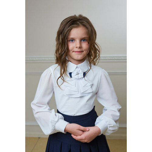 Школьная блуза Гермиона модница, размер 158, белый