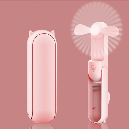 Мини-вентилятор MyPads компактный переносной мощный поток воздуха для дома офиса машины малыша в детскую для транспорта в дамскую сумочку розовый