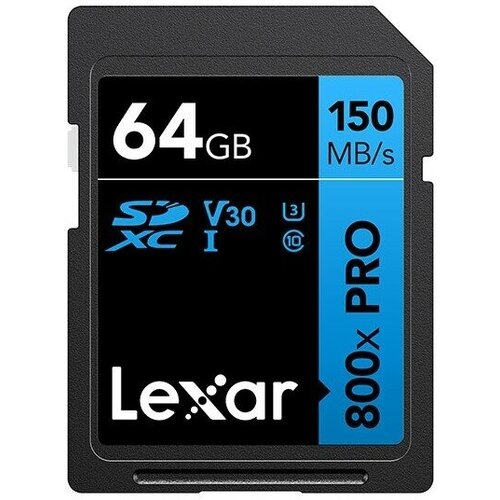 Карта памяти LEXAR Pro 800x SDXC UHS-1 U3 V30 64 ГБ