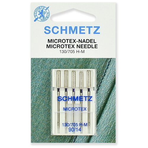 Игла/иглы Schmetz Microtex 130/705 H-M 90/14 особо острые, серебристый, 5 шт.