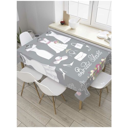 Скатерть прямоугольная JoyArty на кухонный стол "Наряды на девичник" из оксфорда, 120x145 см