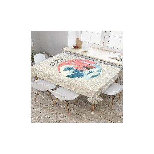 Скатерть прямоугольная JoyArty на кухонный стол "Достопримечательности Японии" из оксфорда, 120x145 см