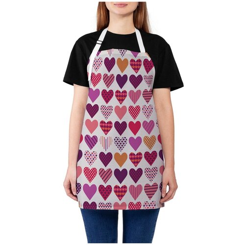 Фартук женский JoyArty для готовки "Лоскутные сердца", универсальный размер