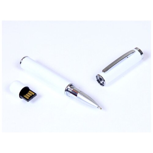 Флешка в виде металлической ручки с мини чипом (32 Гб / GB USB 2.0 Белый/White 366 Flash drive модель 600 S)