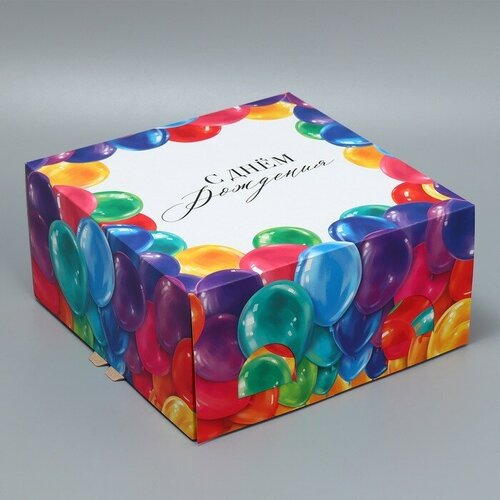 Коробка под торт "С днем рождения" 24х24х12 см (5 шт)