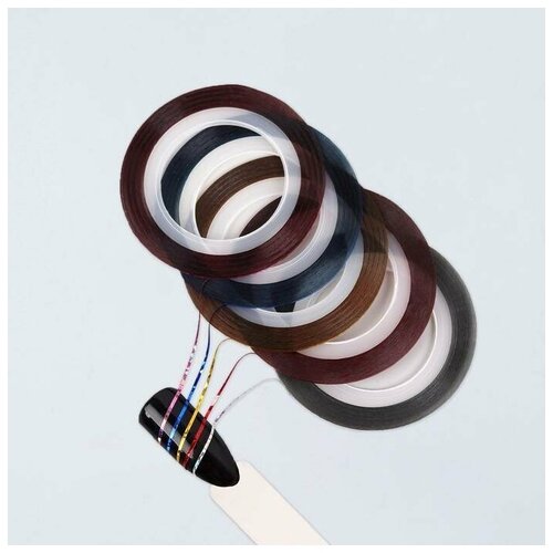 Ленты клеевые для декора "Голография", 5 шт, 1 мм, 18 м, разноцветные