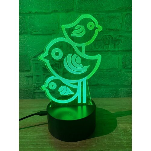 3D Светильник 3 птички