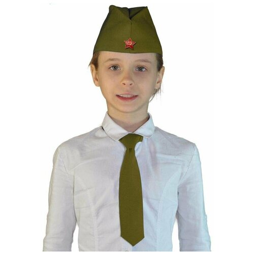 Пилотка хаки детская со звездой и галстук хаки КВ-ПИЛСГ-3 2590