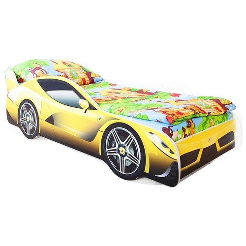 Кровать Бельмарко Машина односпальная, размер (ДхШ): 170х75 см, спальное место (ДхШ): 160х70 см, цвет: Ferrari желтый