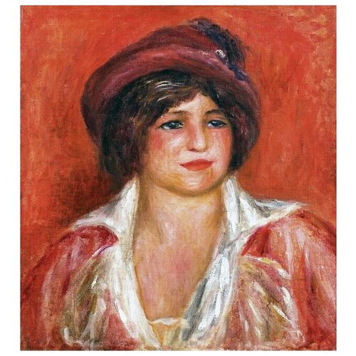 Постер на холсте Женщина в красной шляпе 50см. x 55см.