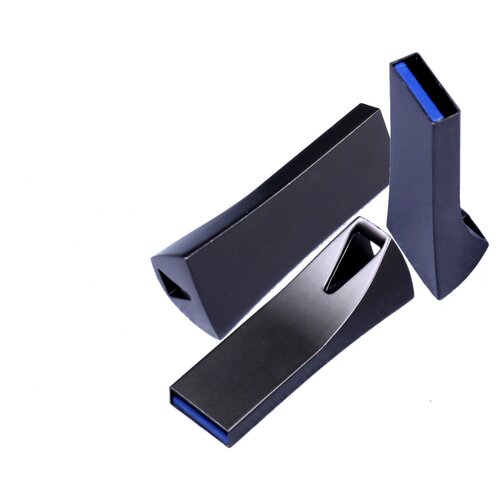Компактная металлическая флешка с отверстием (128 Гб / GB USB 2.0 Черный mini6 Для школьного фотоальбома)