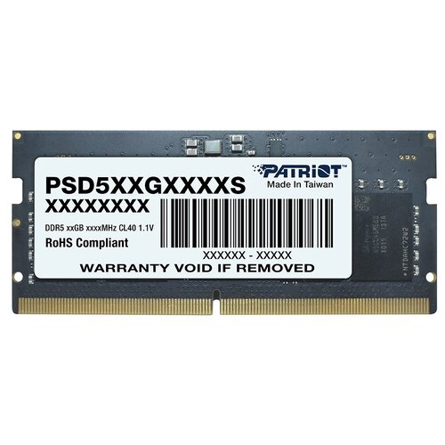 Оперативная память Patriot Memory SL 8 ГБ DDR5 4800 МГц SODIMM CL40 PSD58G480041S