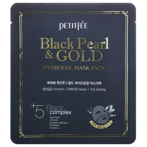Petitfee Маска для лица гидрогелевая жемчуг/золото - Black pearl&gold hydrogel mask pack, 32г