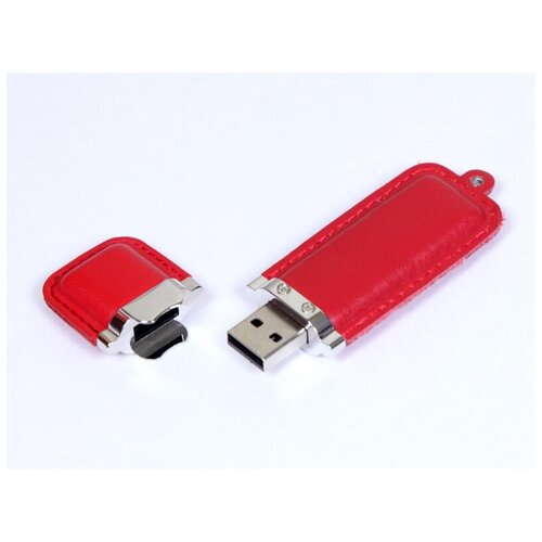 Кожаная флешка классической прямоугольной формы (64 Гб / GB USB 3.0 Красный/Red 215 Табула "Tabula Leather" N325)