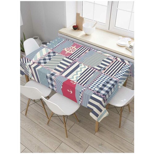 Скатерть прямоугольная JoyArty на кухонный стол "Морские рисунки" из оксфорда, 120x145 см