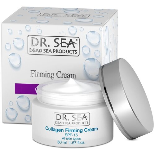 Dr. Sea Collagen Firming Cream SPF15 Крем для лица коллагеновый укрепляющий против морщин с минералами Мертвого моря, 50 мл