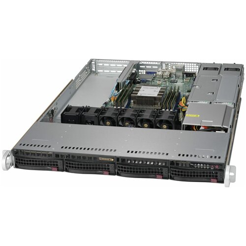 Сервер Supermicro SuperServer 5019P-WTR без процессора/без ОЗУ/без накопителей/количество отсеков 3.5" hot swap: 4/1 x 500 Вт/LAN 10 Гбит/c