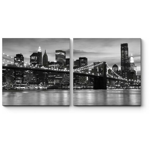Модульная картина Бруклинский Мост ночью160x80