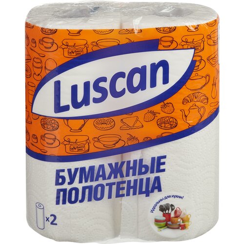 Полотенца бумажные Luscan с тиснением белые двухслойные 2 рул., белый 22 х 25 см