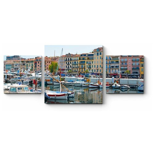 Модульная картина Старый город и гавань в Каннах100x43