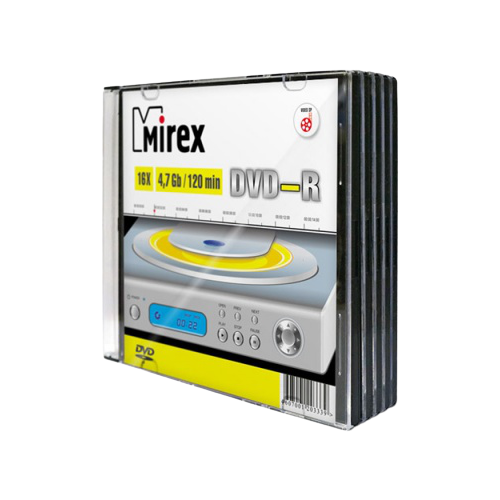 Диск DVD-RMirex4,7Gb 16x, 5 шт.