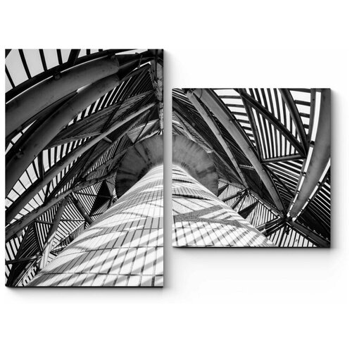 Модульная картина Винтовая черно-белая лестница40x30