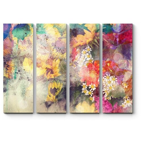 Модульная картина Подсолнухи и полевые цветы 130x98
