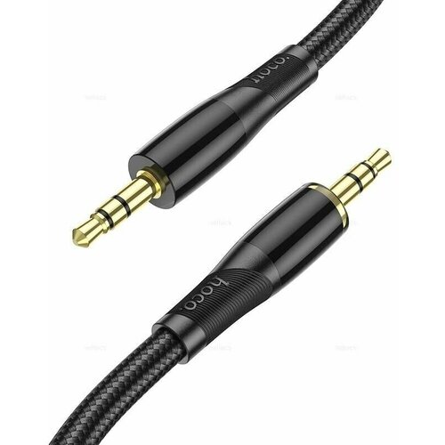 AUX кабель аудио Hoco папа-3.5мм на AUX 3.5мм папа, черный, 1м