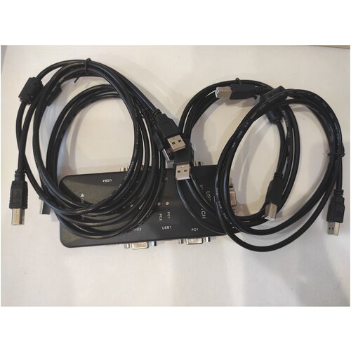 Комплект переключатель VGA 4х1 USB 2.0 + 4 USB Кабеля type A - type B/VConn/