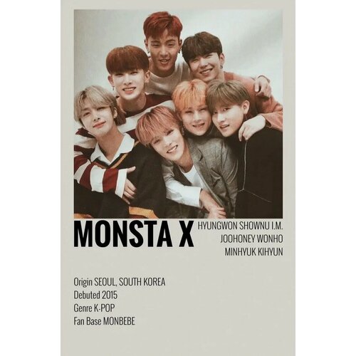 Плакат, постер Monsta X. хип-хоп-бойз-бэнд на бумаге, размер 60х84см