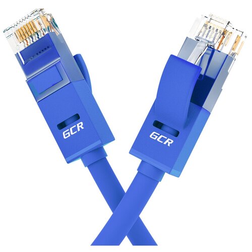 Кабель LAN для подключения интернета GCR cat5e RJ45 UTP 0.7м патч-корд patch cord шнур провод для роутер smart TV ПК синий литой